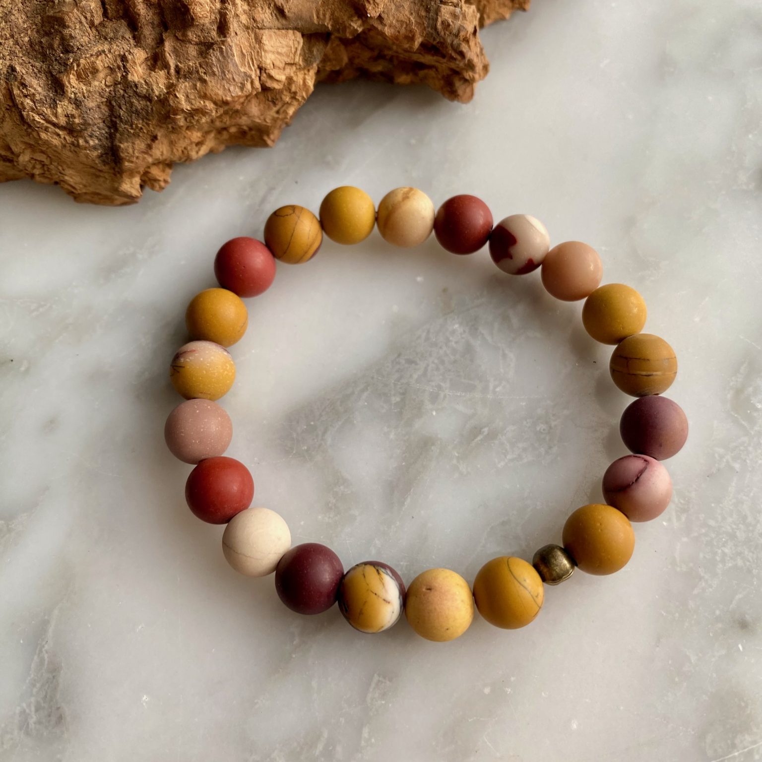 Large Bead Matte Mookaite Bracelet - Protection & Karma - Minera ...