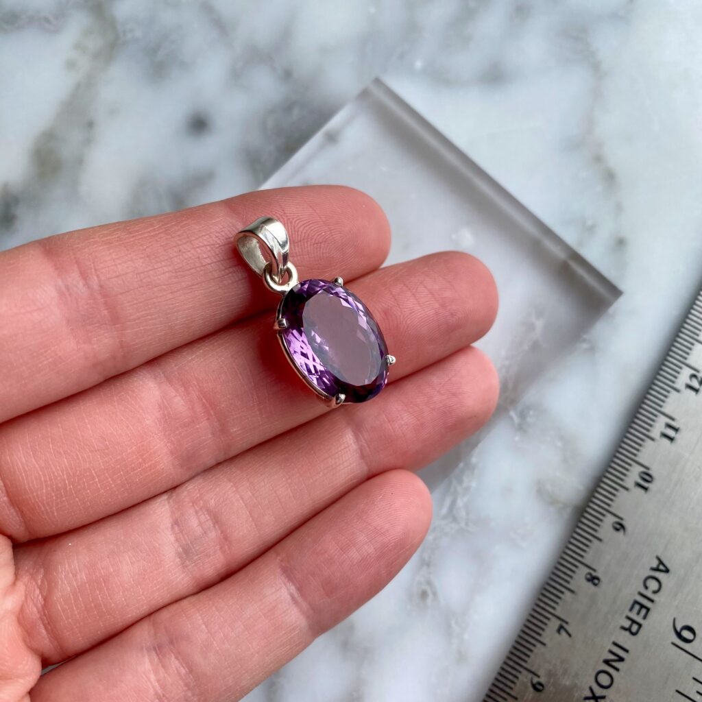 Facetted AAA Amethyst Sterling Silver Pendant - Minera Emporium Mineral ...
