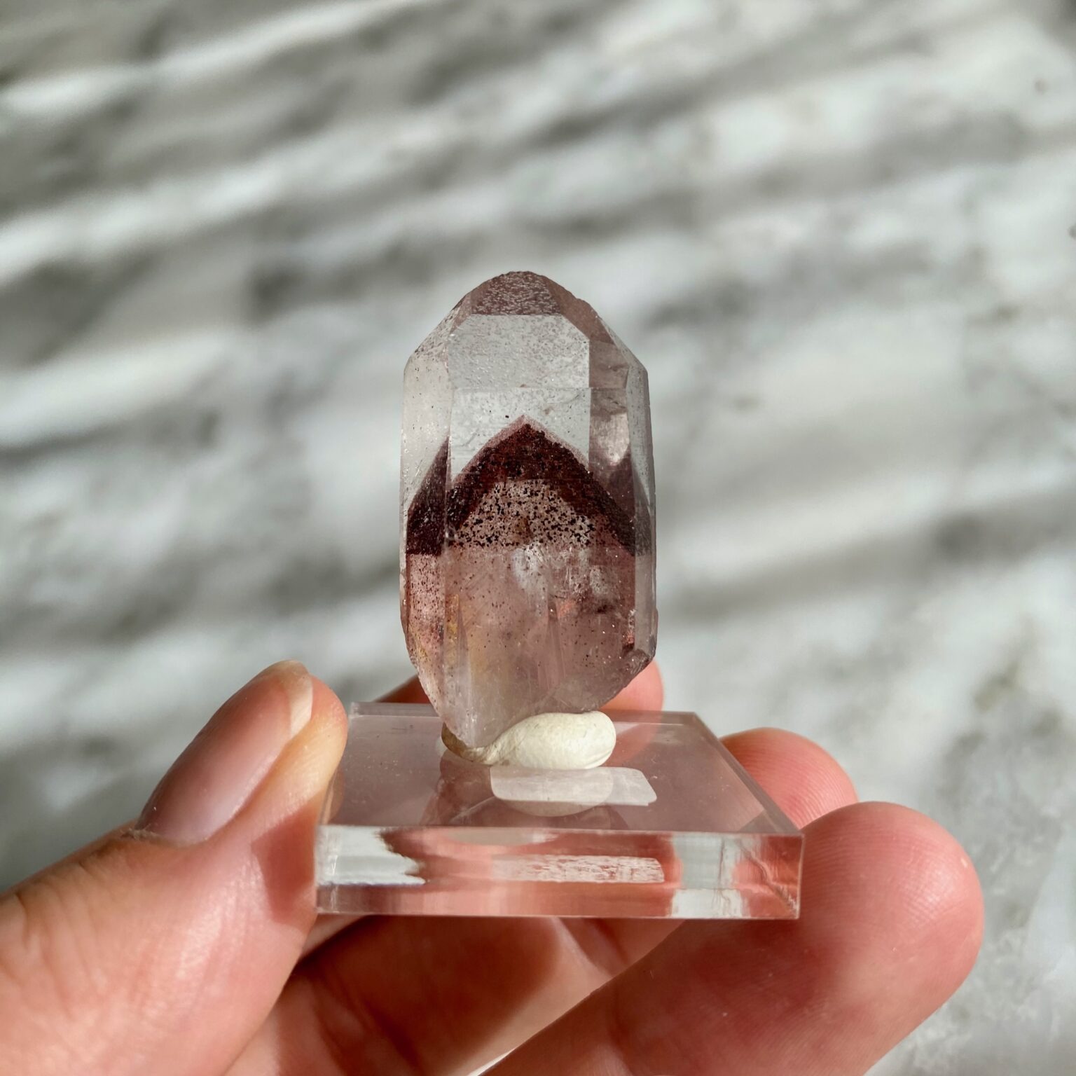 Red Phantom Quartz Specimen from India - Minera Emporium Mineral Shop