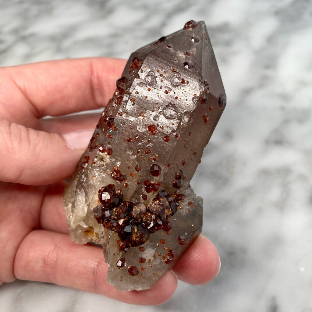Smoky Quartz and Garnets from Lechang, China - Minera Emporium Mineral Shop