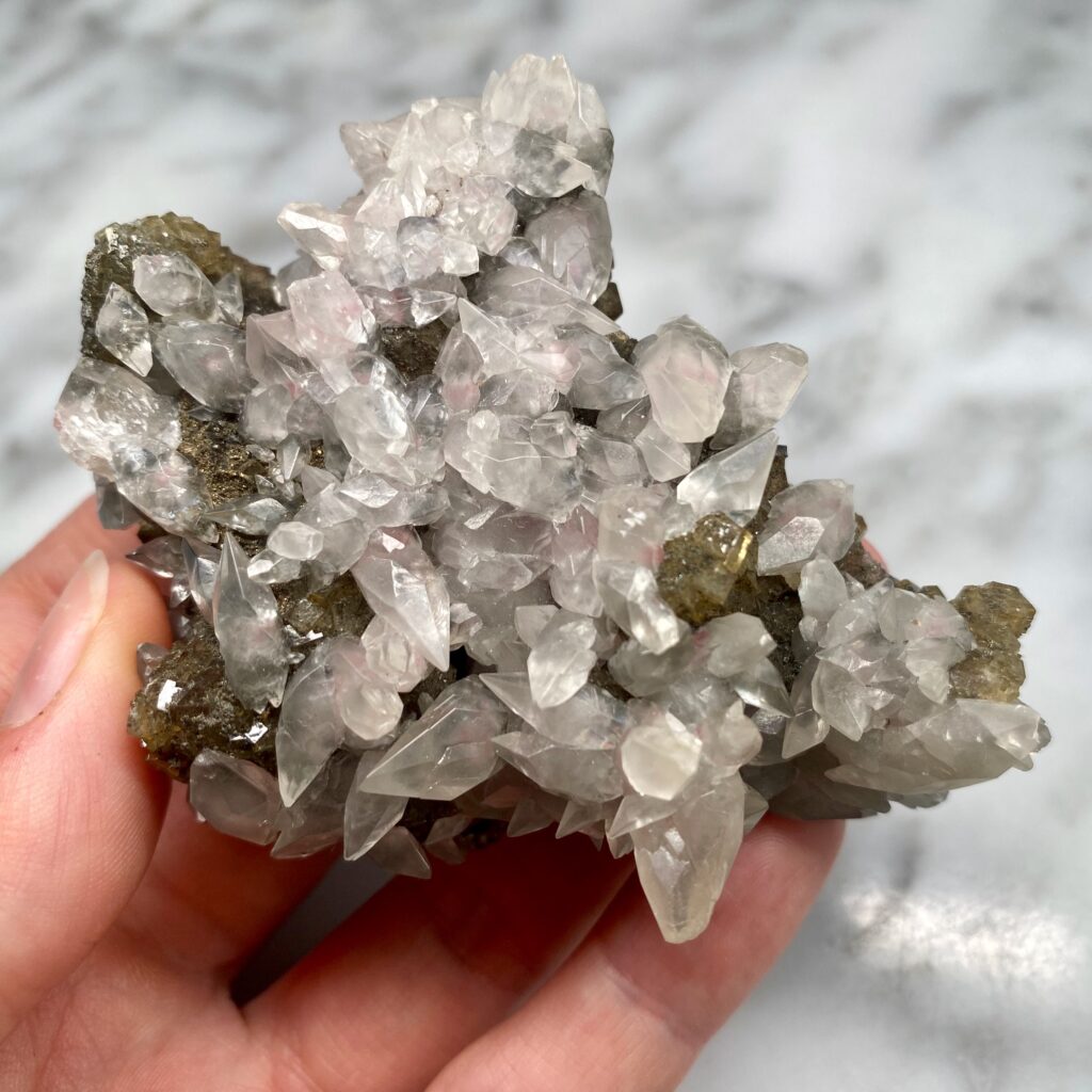 Calcite on Yellow Fluorite from Moscona Mine, Spain - Minera Emporium ...
