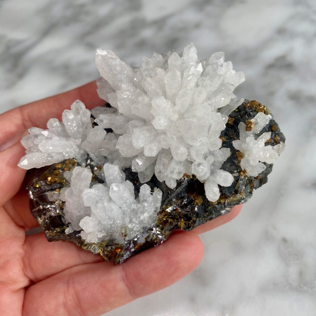 Quartz on Sphalerite with Pyrite from Cavnic, Romania - Minera Emporium ...